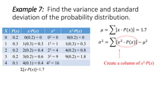 Variance and standard deviation of a discrete random variable | PPT