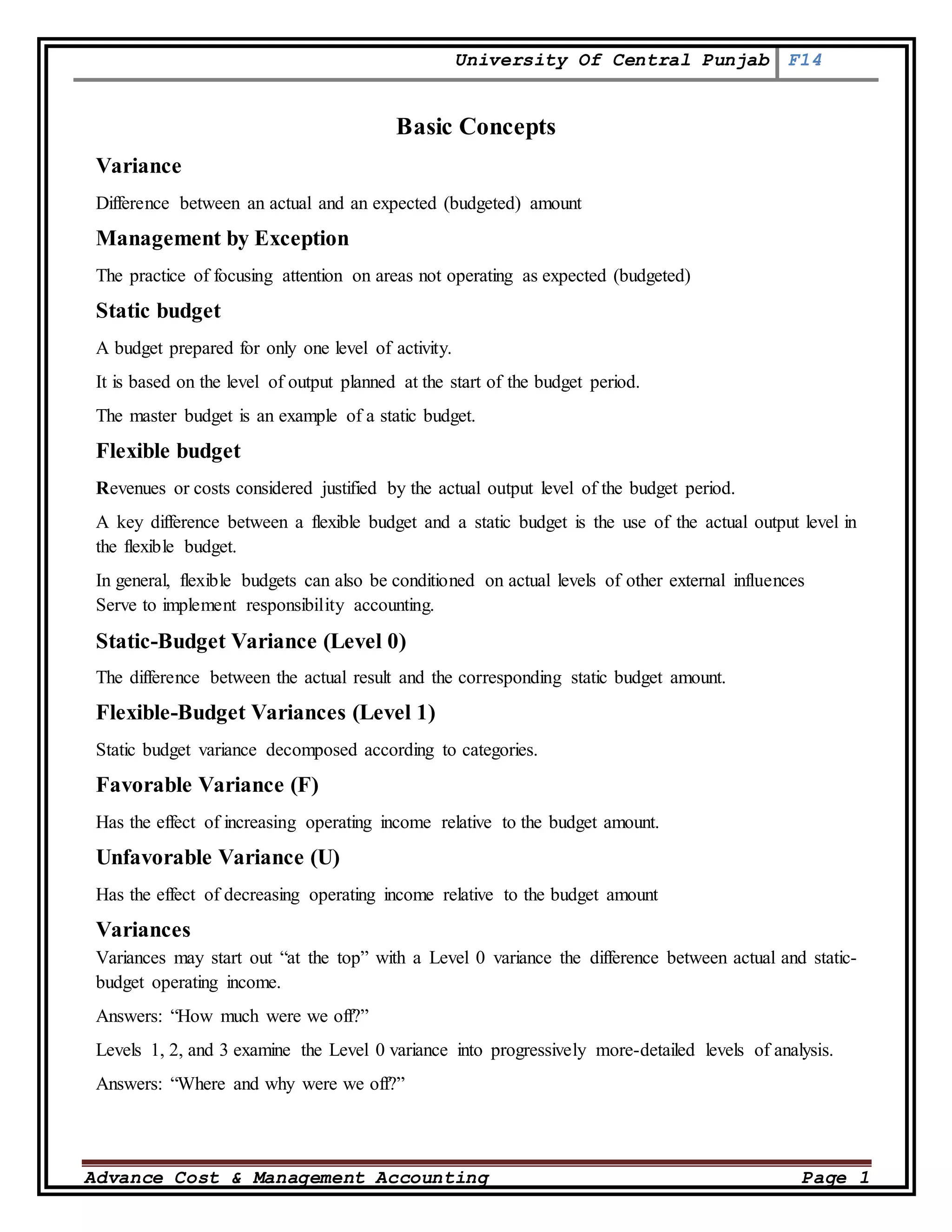 Variances with examples | DOCX