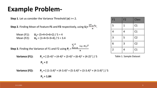 Variance threshold based feature selection method | PPT Variance threshold based feature selection method | PPT