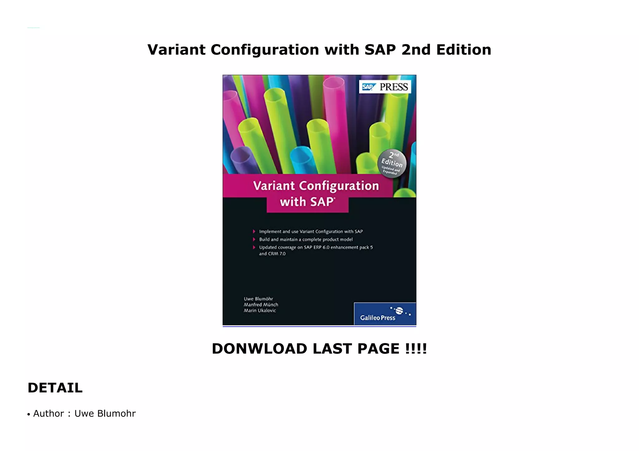 Variant Configuration with SAP 2nd Edition | PDF