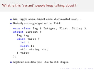 Discriminating unions - The Long Road to std::variant | PPT