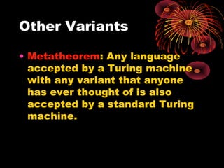 Variants of Turing Machine | PPT