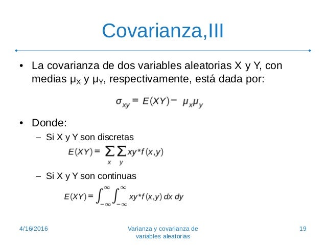 Varianza y covarianza