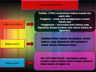 Variasi bahasa(bahasa mesra dan bahasa pasar) | PPTX