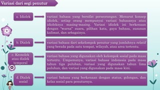 Variasi bahasa -Sosiolinguistik (S1) | PPTX
