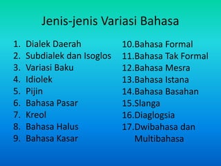 Variasi bahasa | PPTX