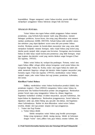 Variasi Bahasa Dalam Program Talk Show Mata Najwa | DOCX