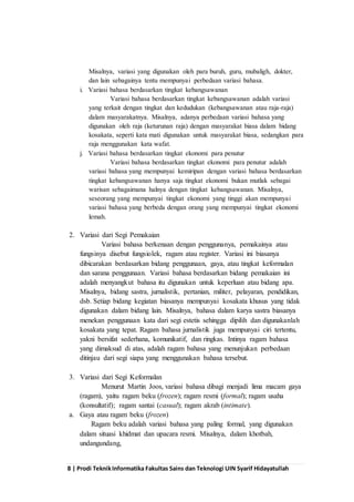 Variasi Bahasa Dalam Program Talk Show Mata Najwa | DOCX