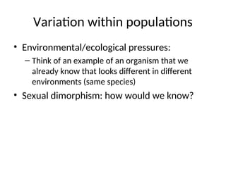 Variation among living organisms. Continuous and discontinuous ...