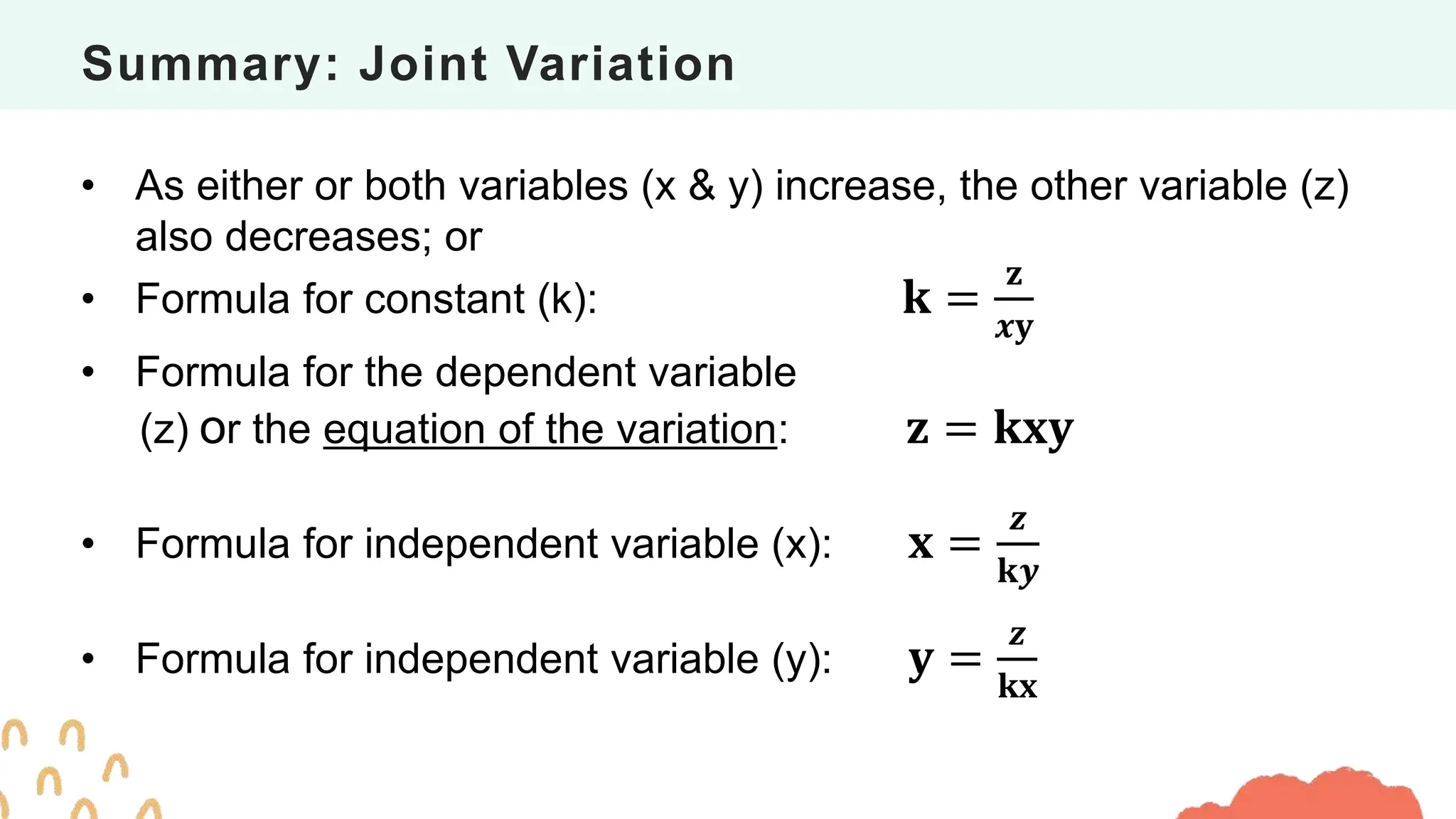 Different Types of Variations in Mathematics | PPTX