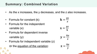 Different Types of Variations in Mathematics | PPTX