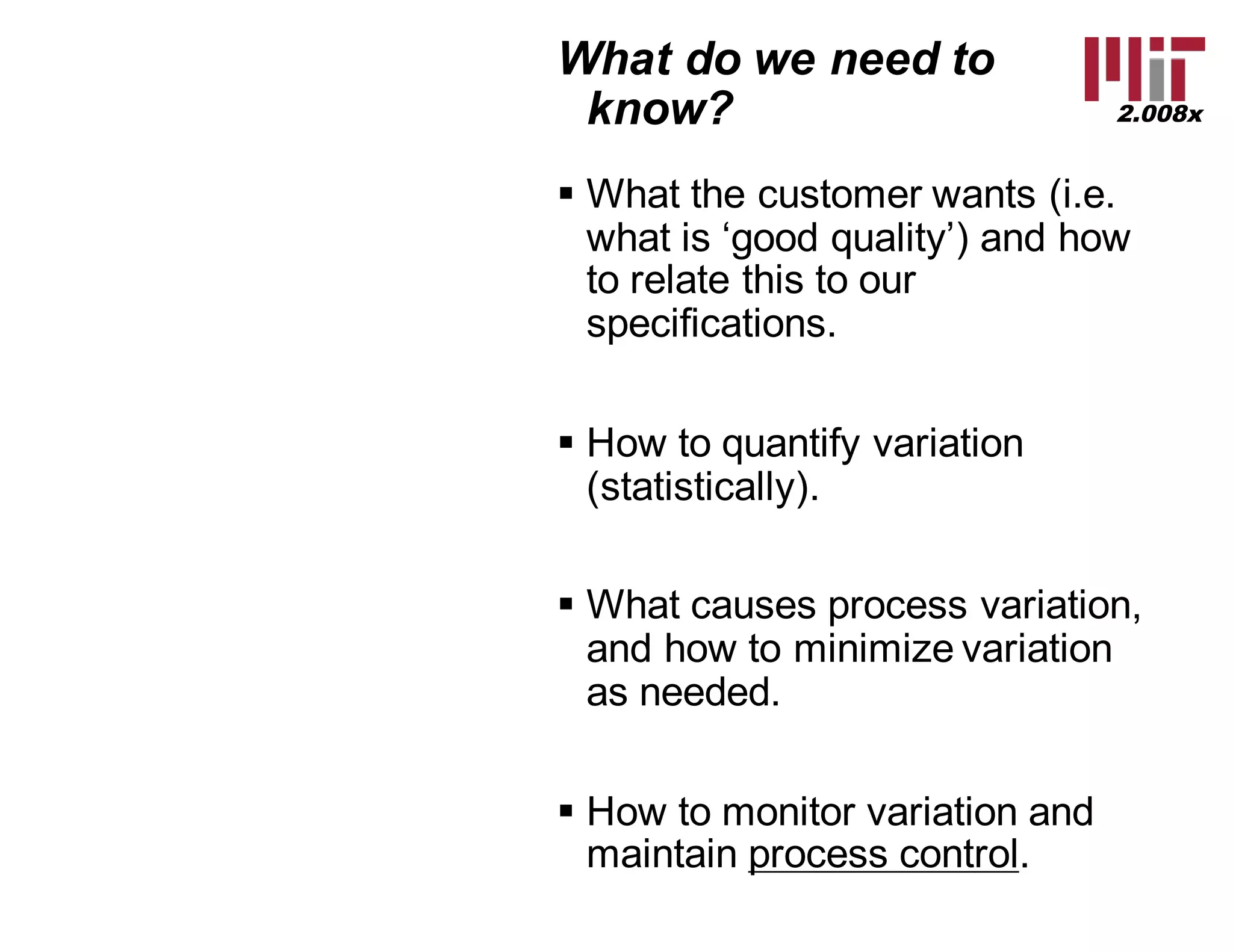 Variation and Quality (2.008x Lecture Slides) | PDF