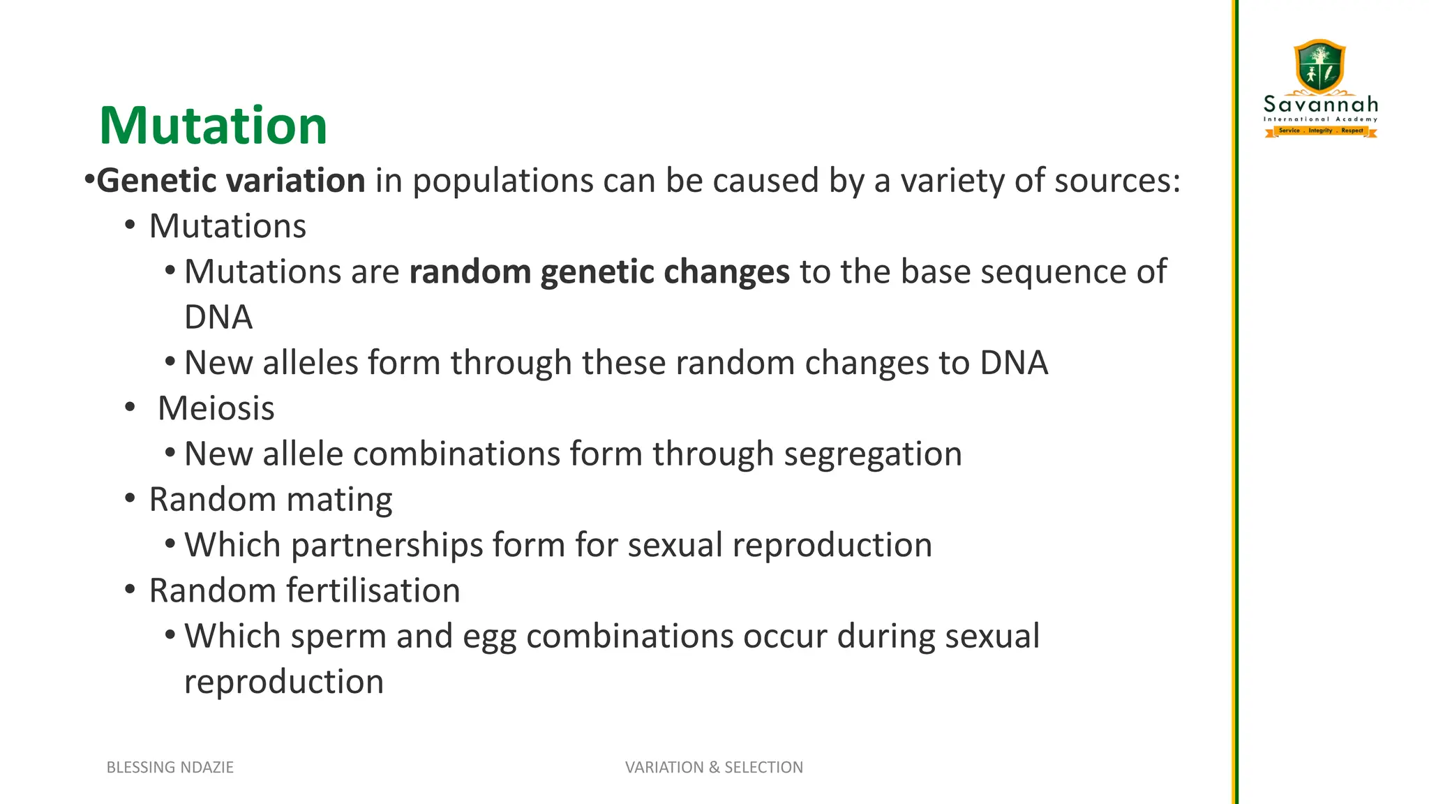 Variation and Natural Selection | IGCSE Biology | PDF