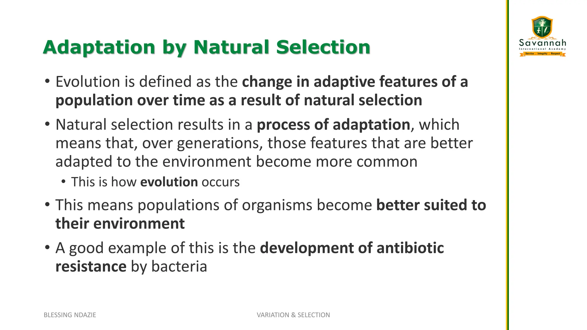 Variation and Natural Selection | IGCSE Biology | PDF