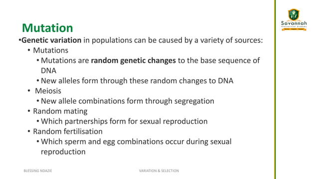 Variation and Natural Selection | IGCSE Biology | PDF