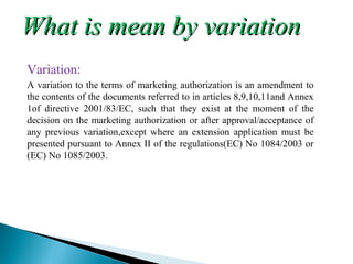 Variations to Marketing Authorization | PPT