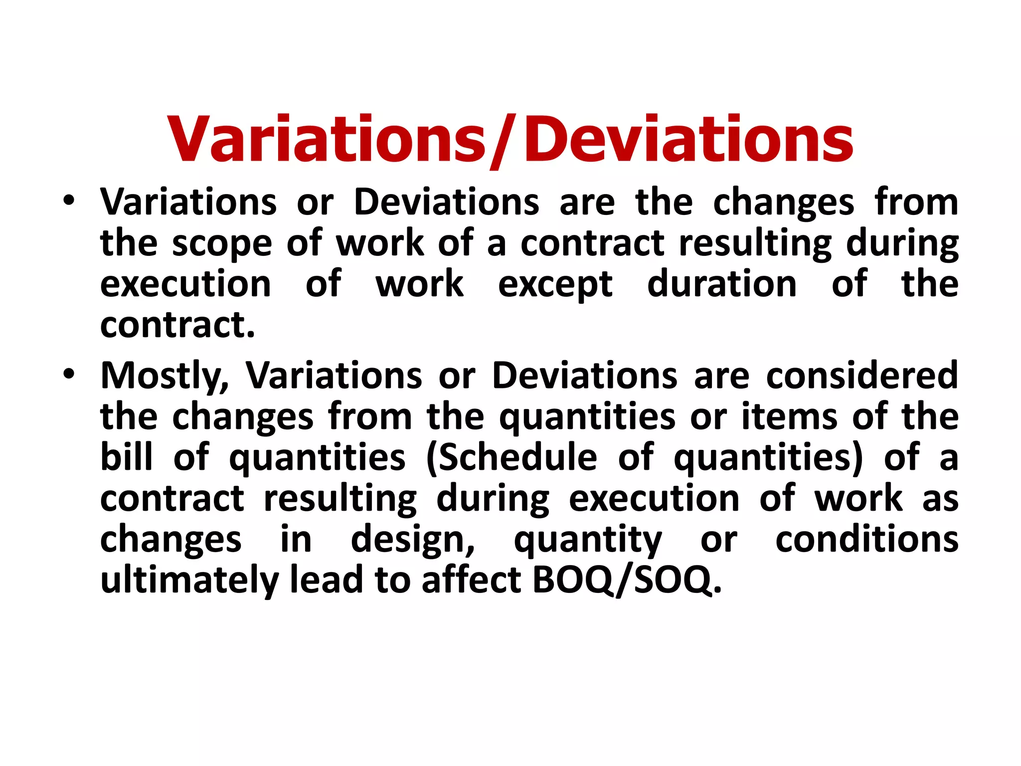 Variations in works contracts | PPTX