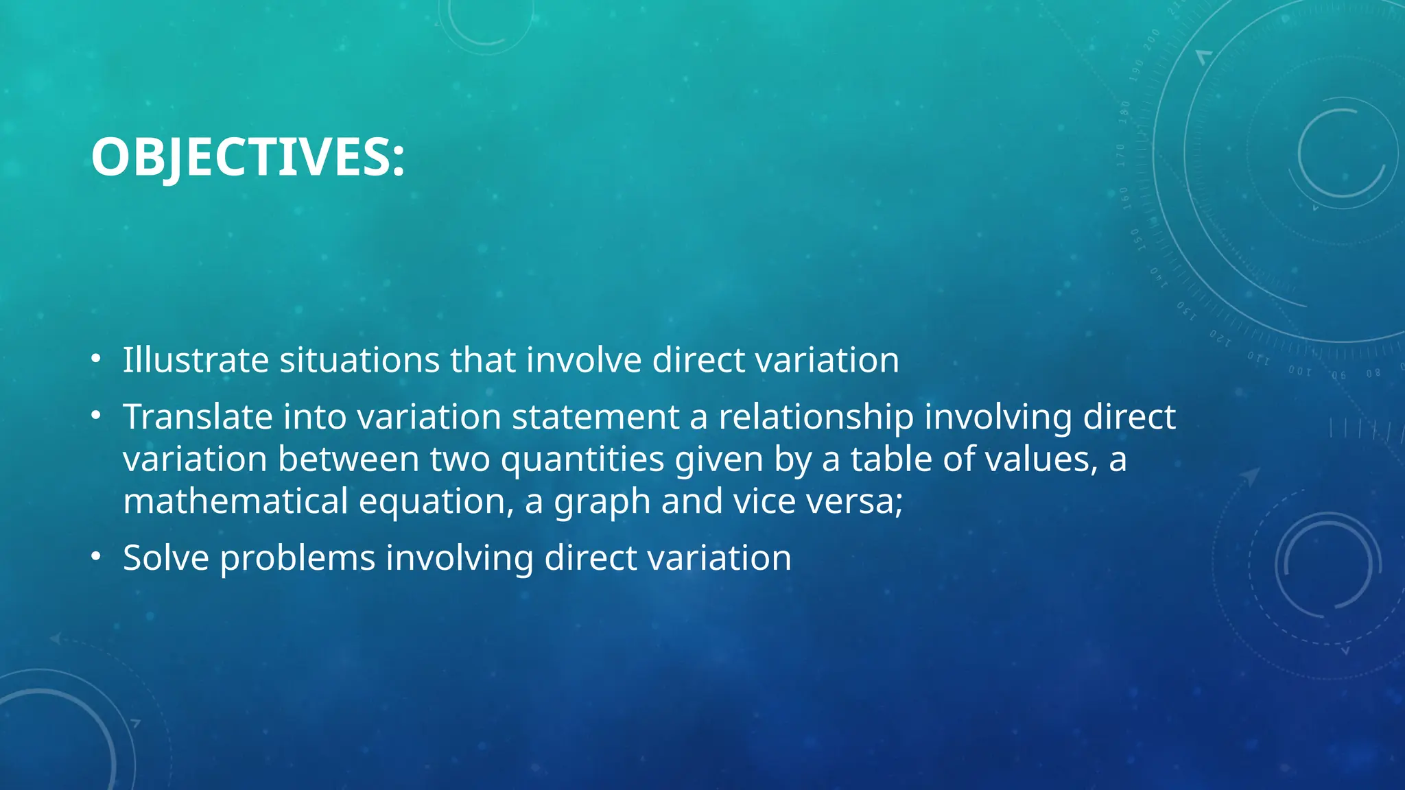 VARIATIONS(Direct Variation for Grade 9 students | PPTX