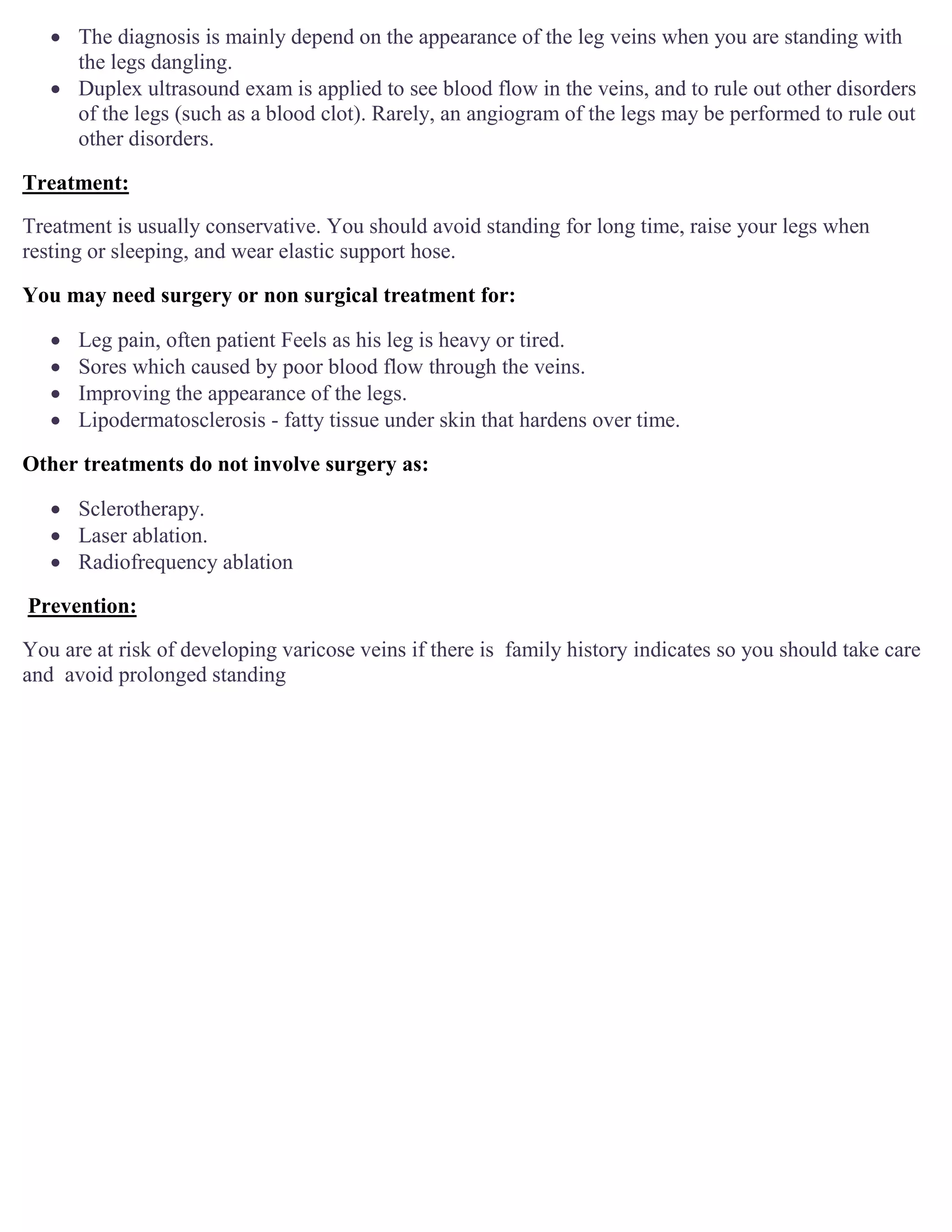 Varicose Veins; causes, symptoms and treatment. | PDF