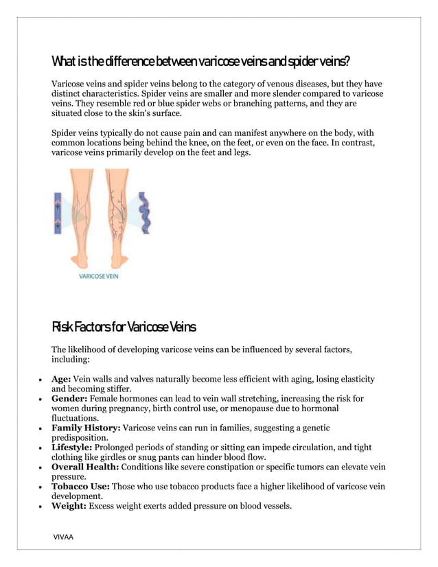 Comprehensive Guide to Varicose Veins and Spider Veins | DOCX