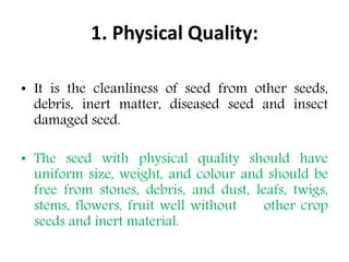 Varietal characteristics seed and odv testing of seeds ppt | PPTX