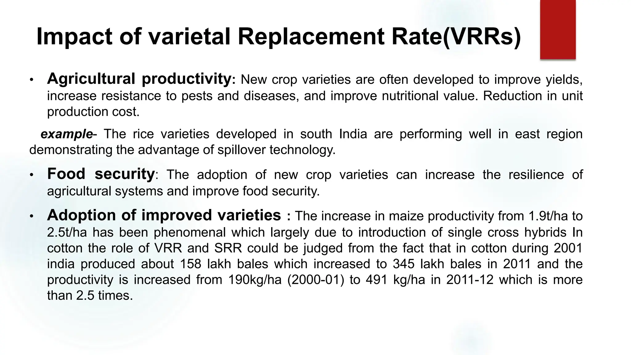 Varietal Replacement Rate in agriculture | PPTX