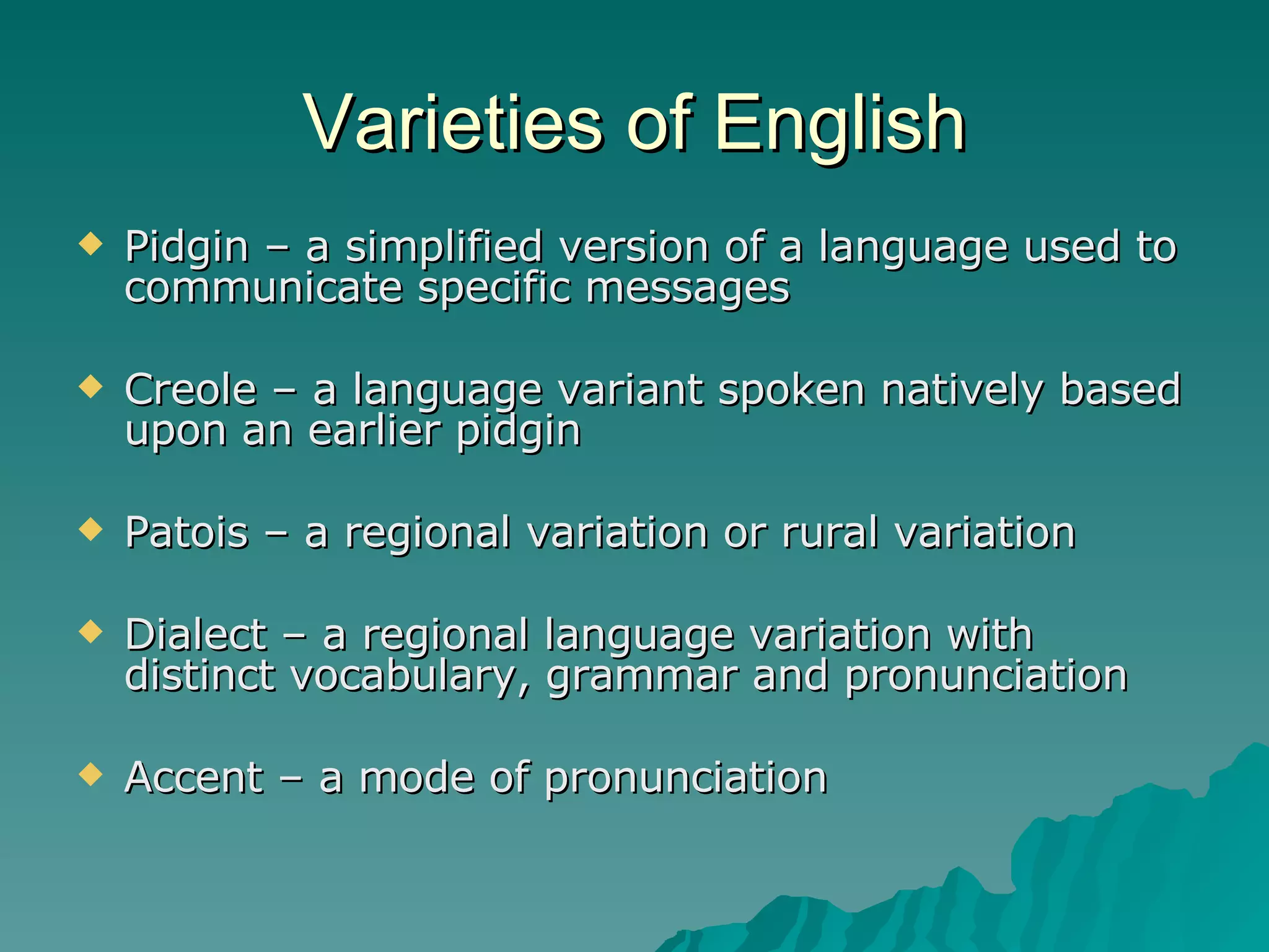 Varieties Of English | PPT