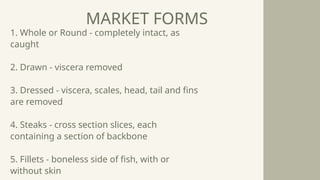 VARIETIES OF FISH, STRUCTURE OF FISH, BODY SHAPE, MARKET FORMS, FAT ...