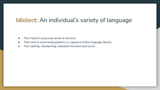 Master Class for language Pedagogues :Variety of language | PPT