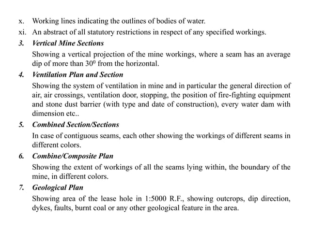 Variety of mine plans and sections & second schedule | PPTX | Geology ...
