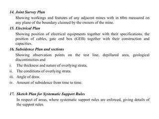 Variety of mine plans and sections & second schedule | PPTX