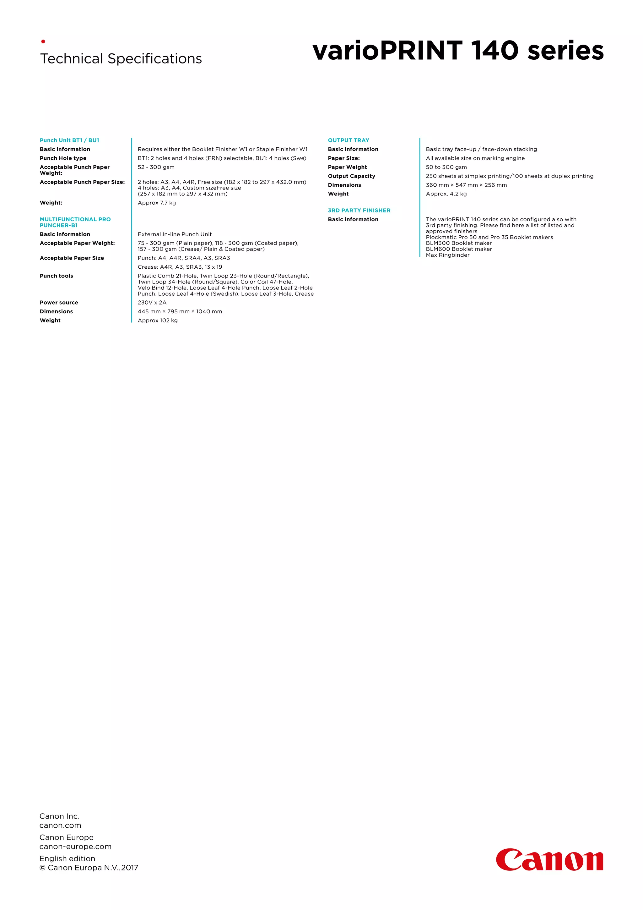 Canon varioPRINT 140 series | PDF