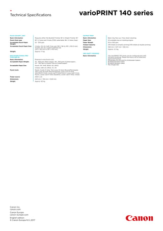 Canon varioPRINT 140 series | PDF