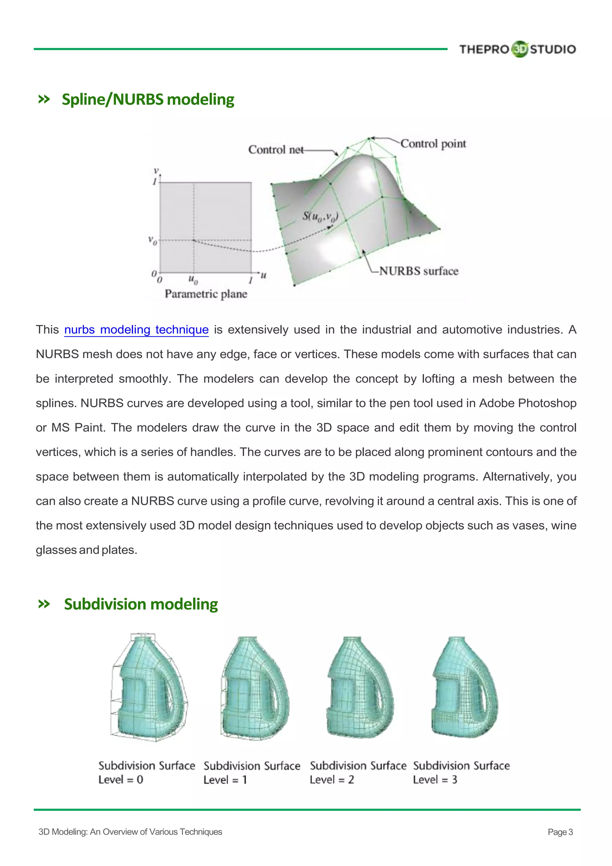 Overview on Various Types of 3D Modeling Techniques | PDF
