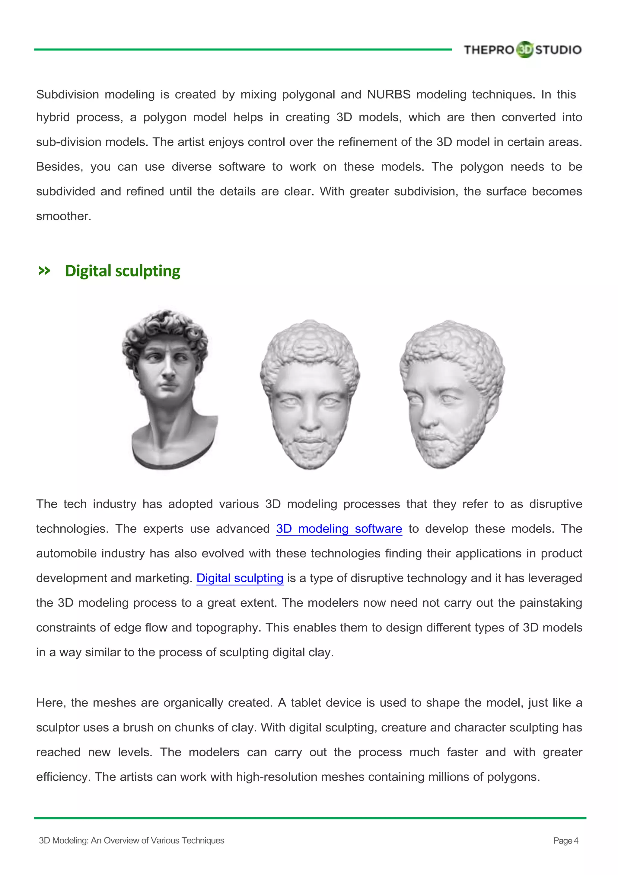 Overview on Various Types of 3D Modeling Techniques | PDF