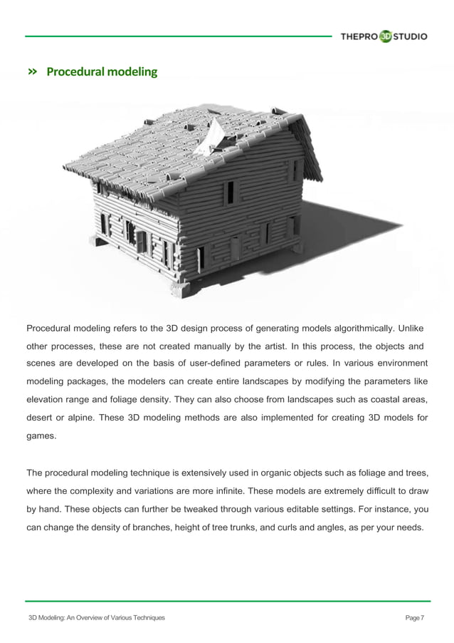 Overview on Various Types of 3D Modeling Techniques | PDF