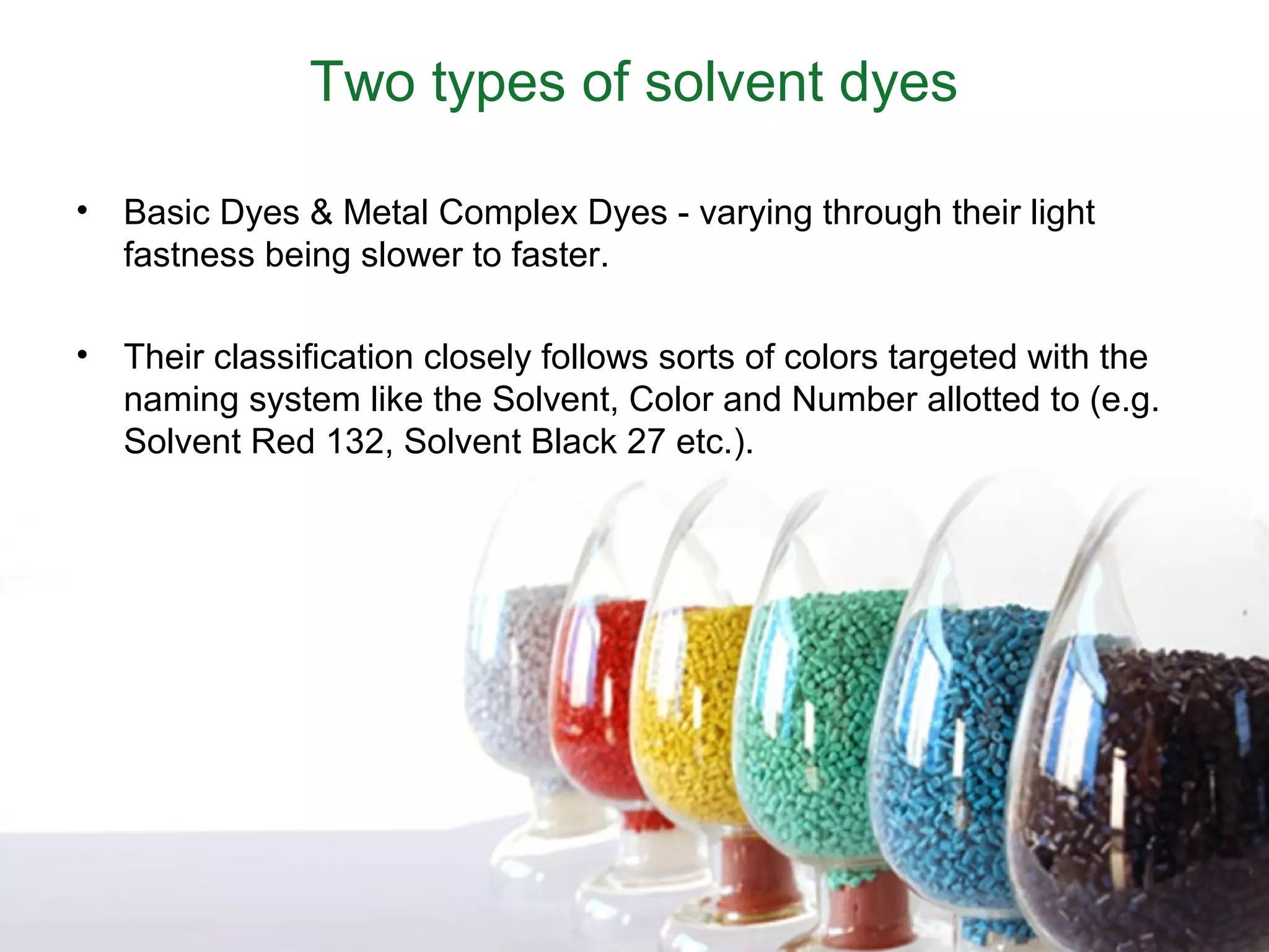Various features of solvent dyes | PPT