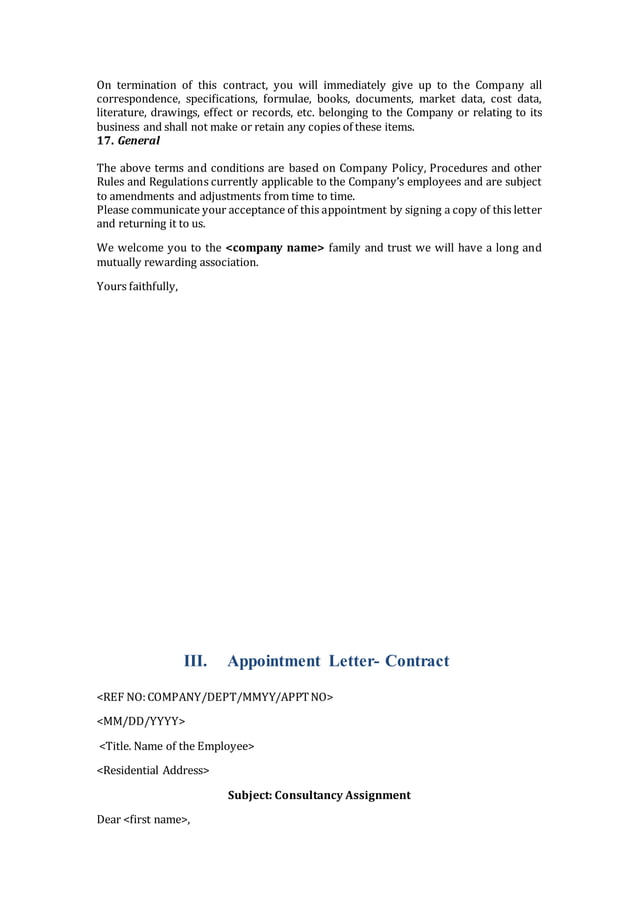 Various hr-letters | DOCX