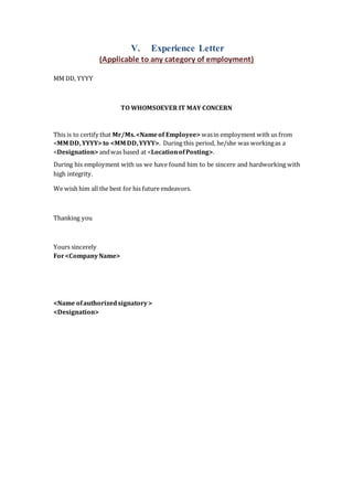Various hr-letters | DOCX