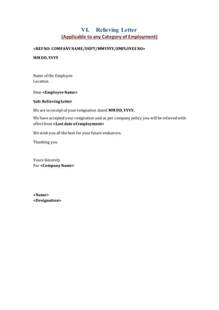 Various hr-letters | DOCX