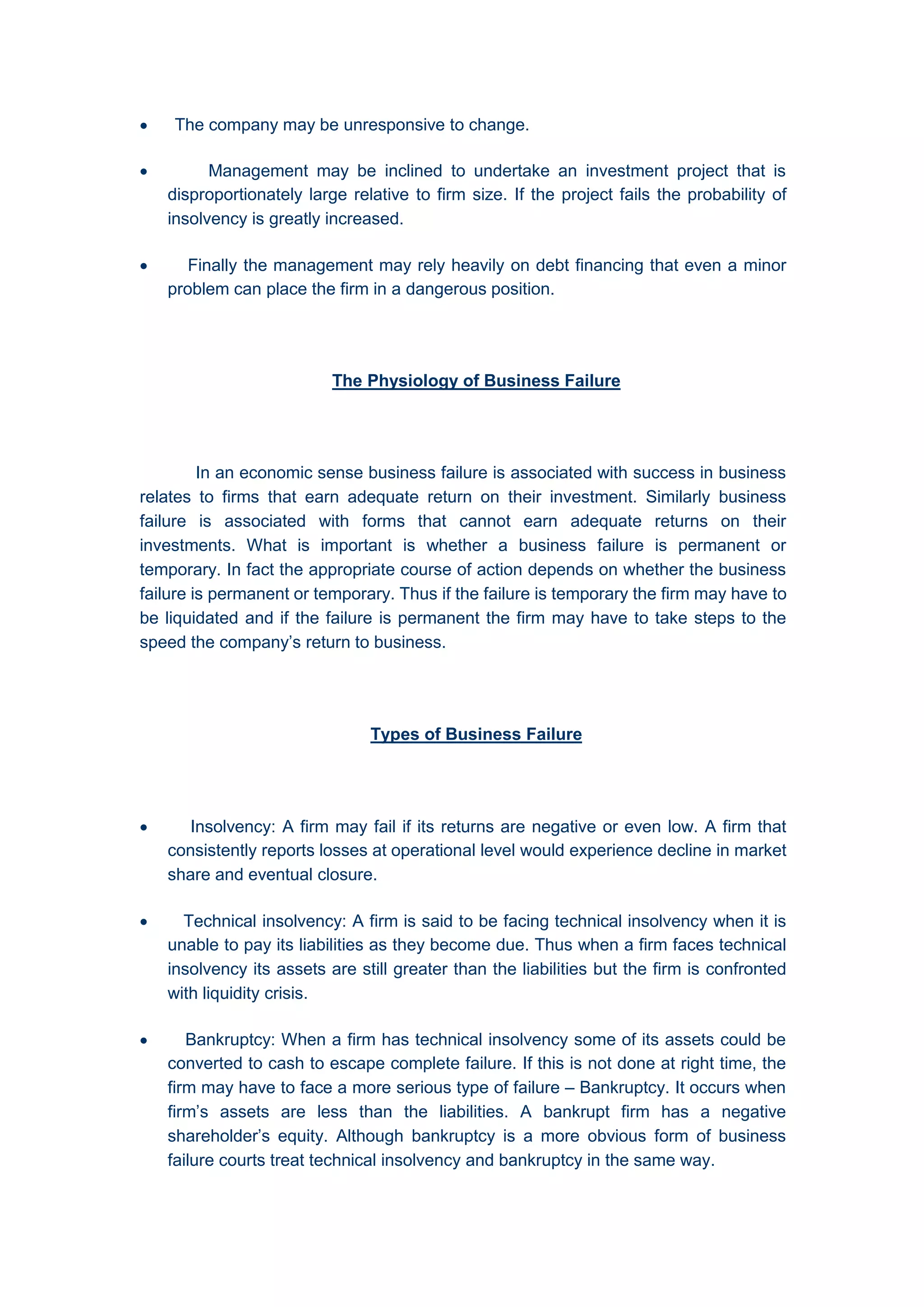 Various aspects of business failure | PDF