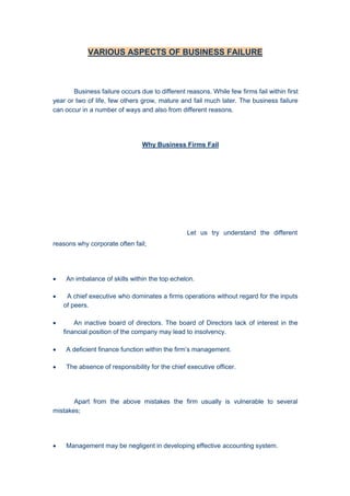Various aspects of business failure | PDF