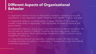 Various aspects of organizational behavior | PPT