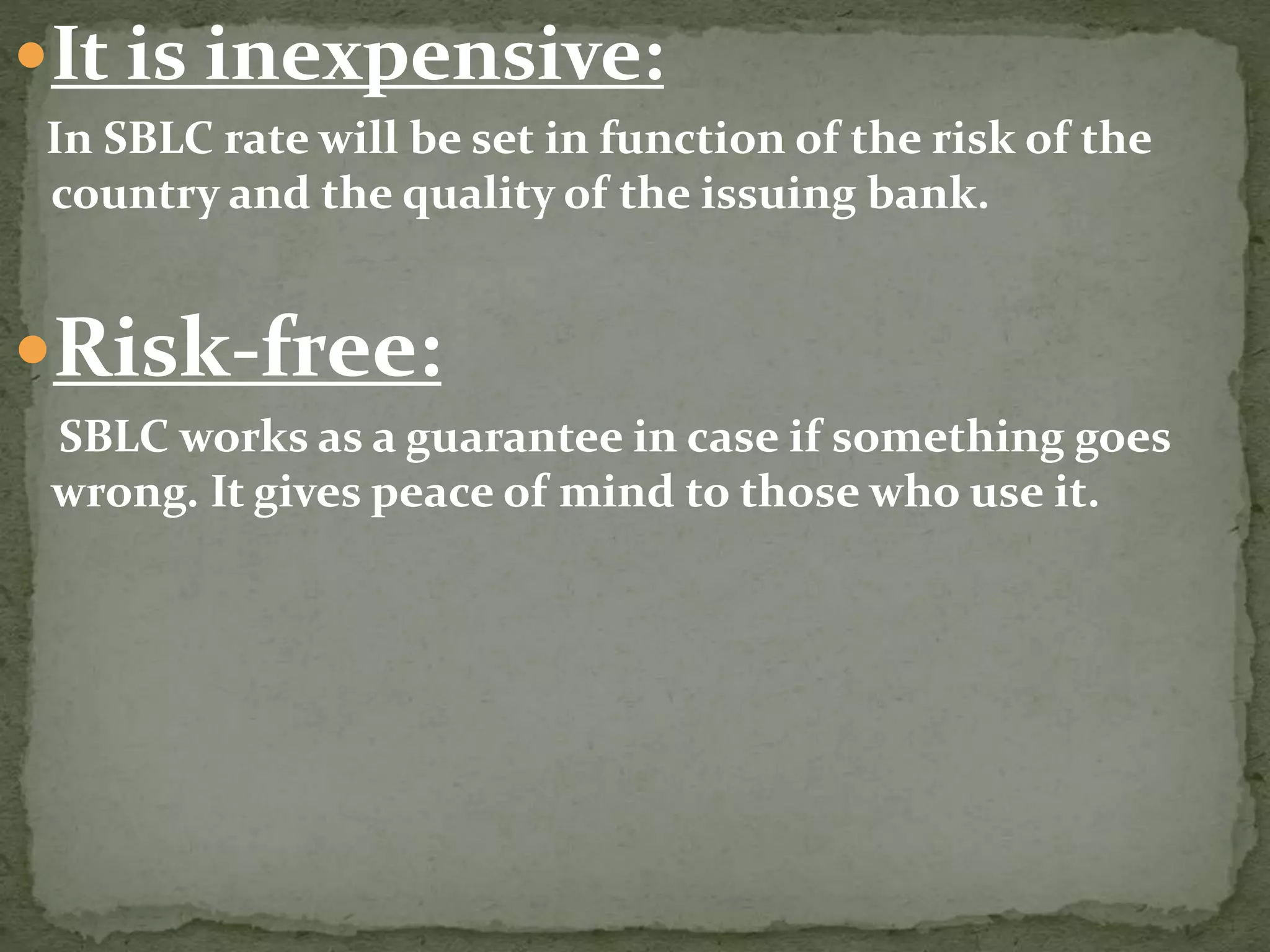 Various characteristics of sblc monetization | PPTX
