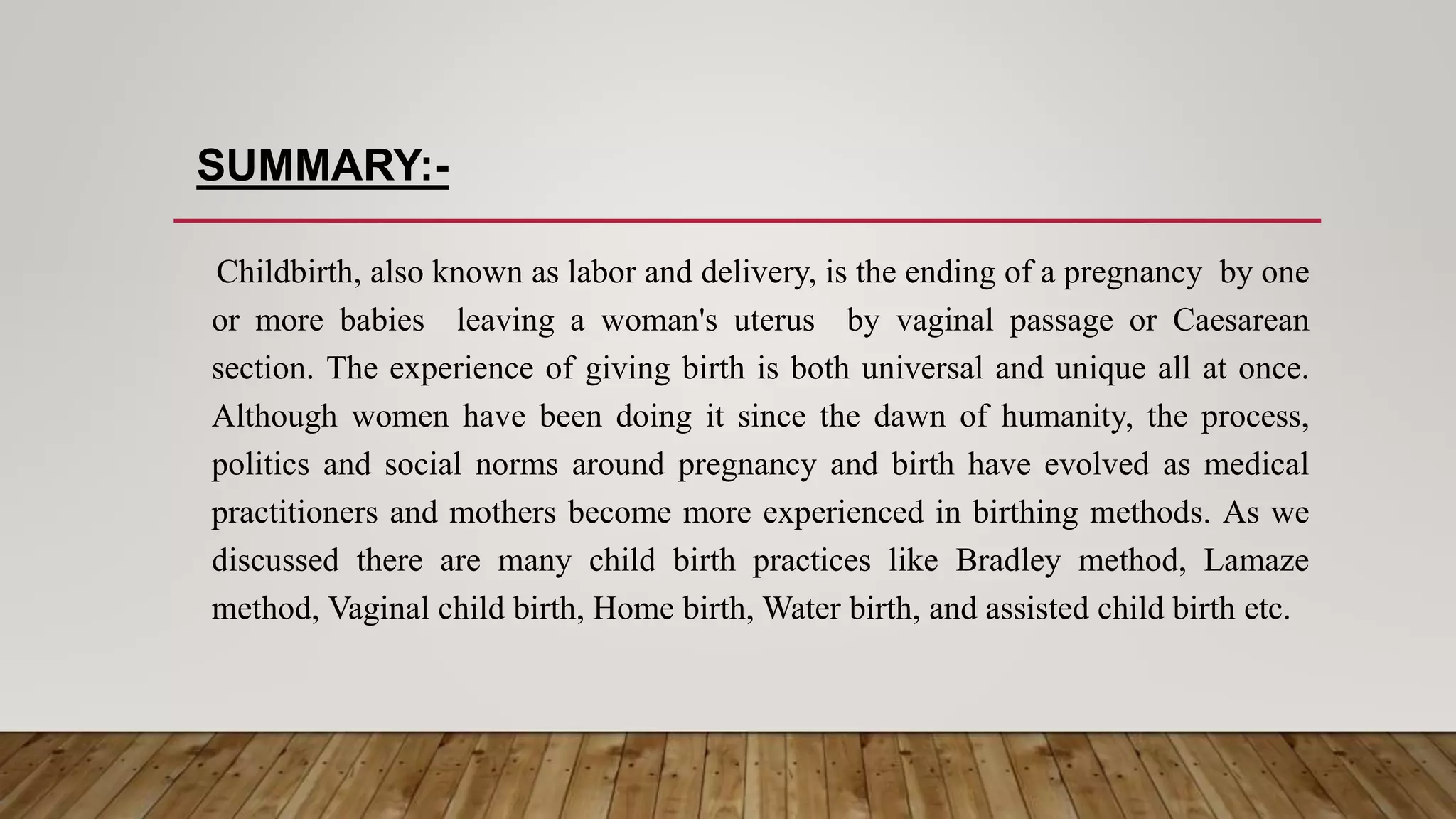 Various child birth practices | PPTX