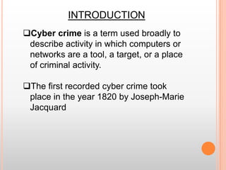 Various cyber crime | PPTX | Crime & Harmful Acts to Individuals ...
