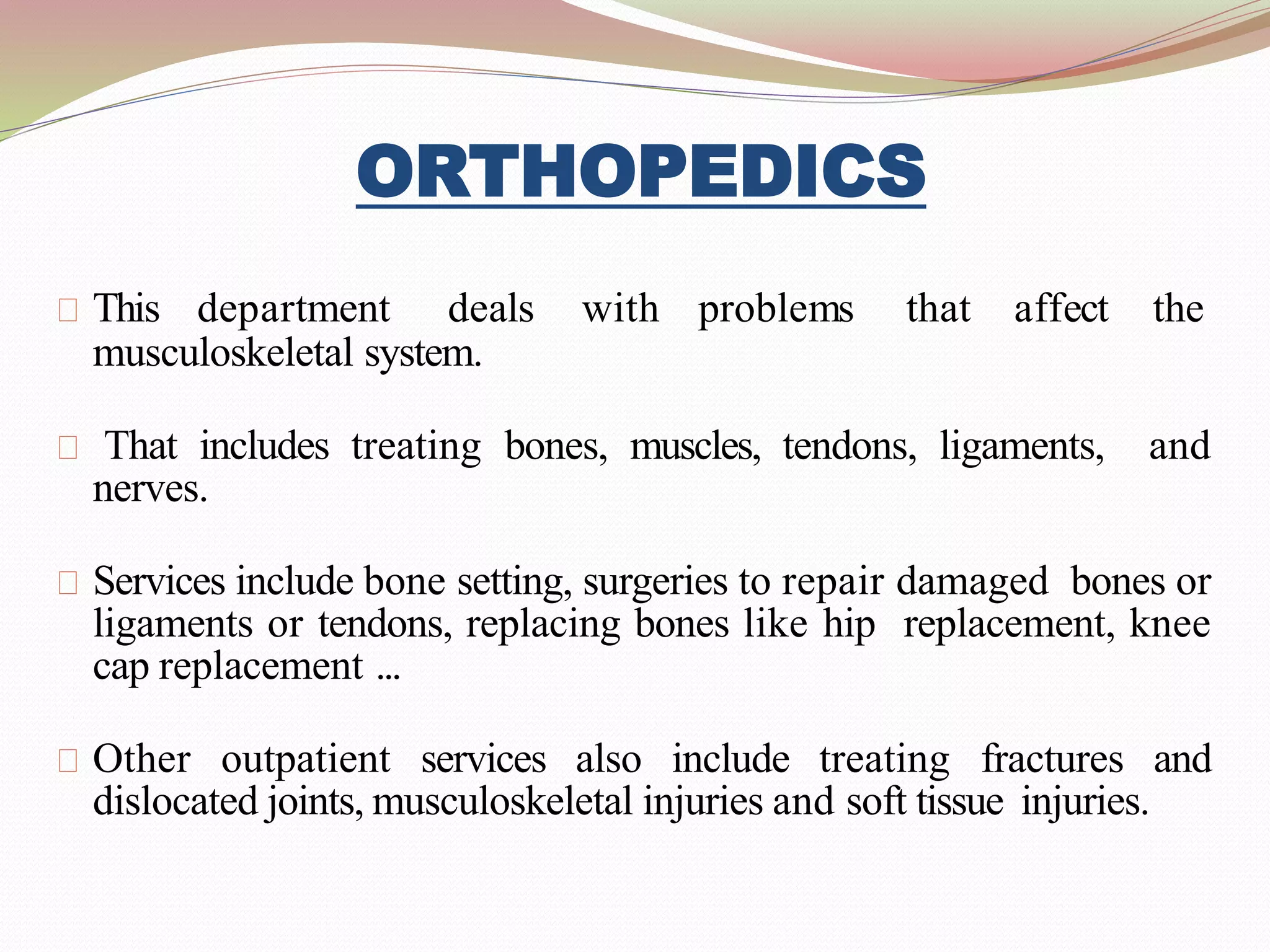 Various departments of the hospital | PPTX