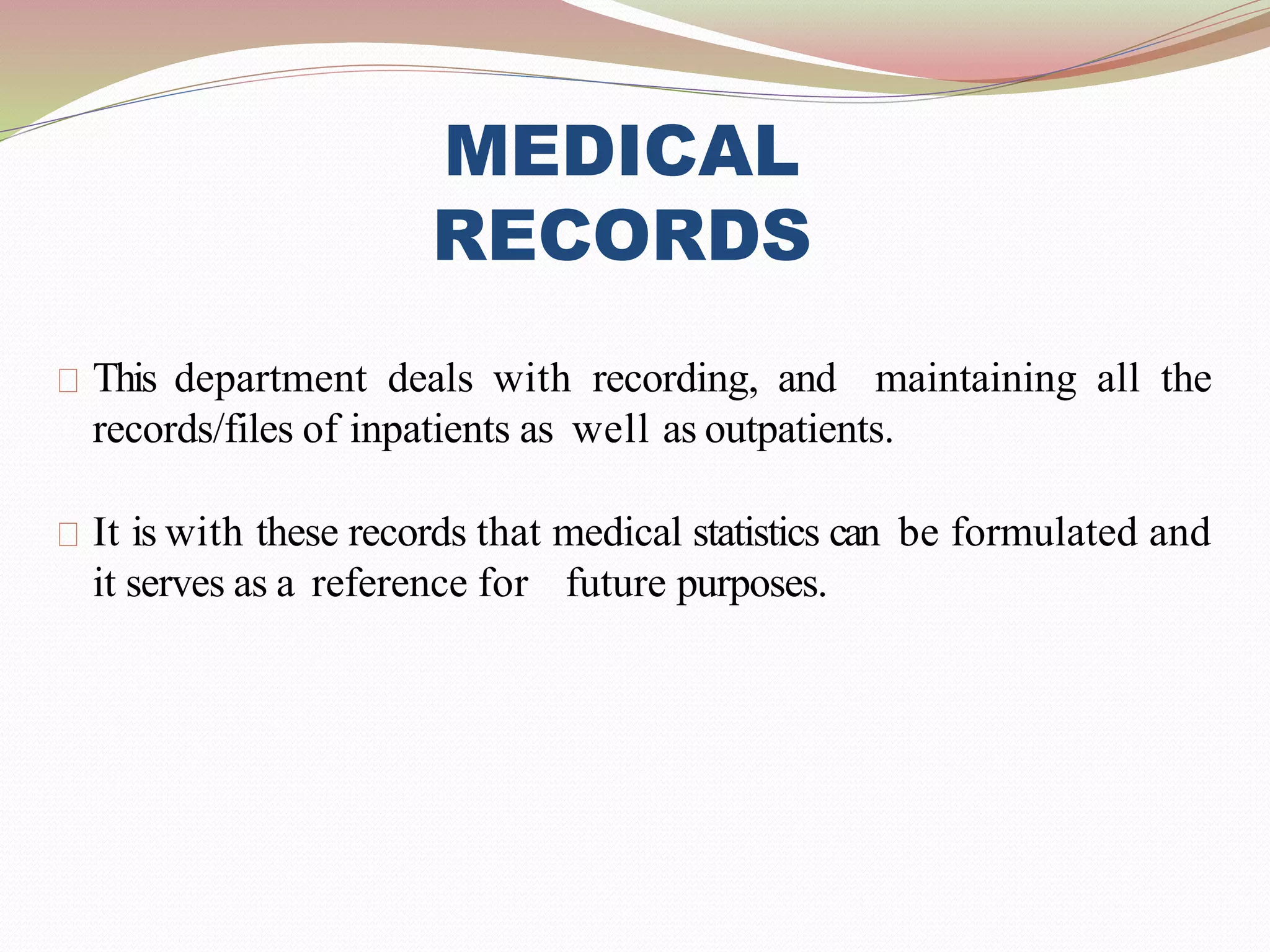 Various departments of the hospital | PPTX