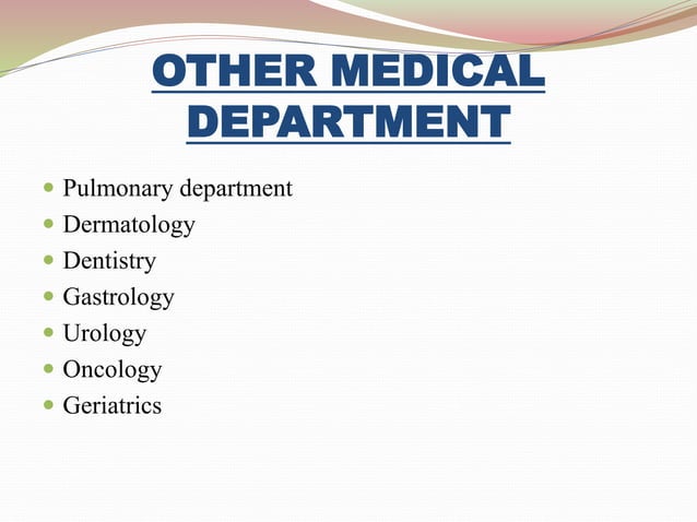 Various departments of the hospital | PPTX