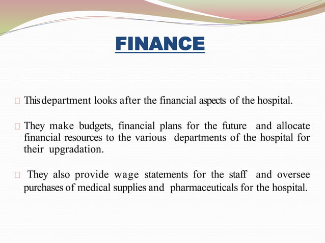 Various departments of the hospital | PPTX